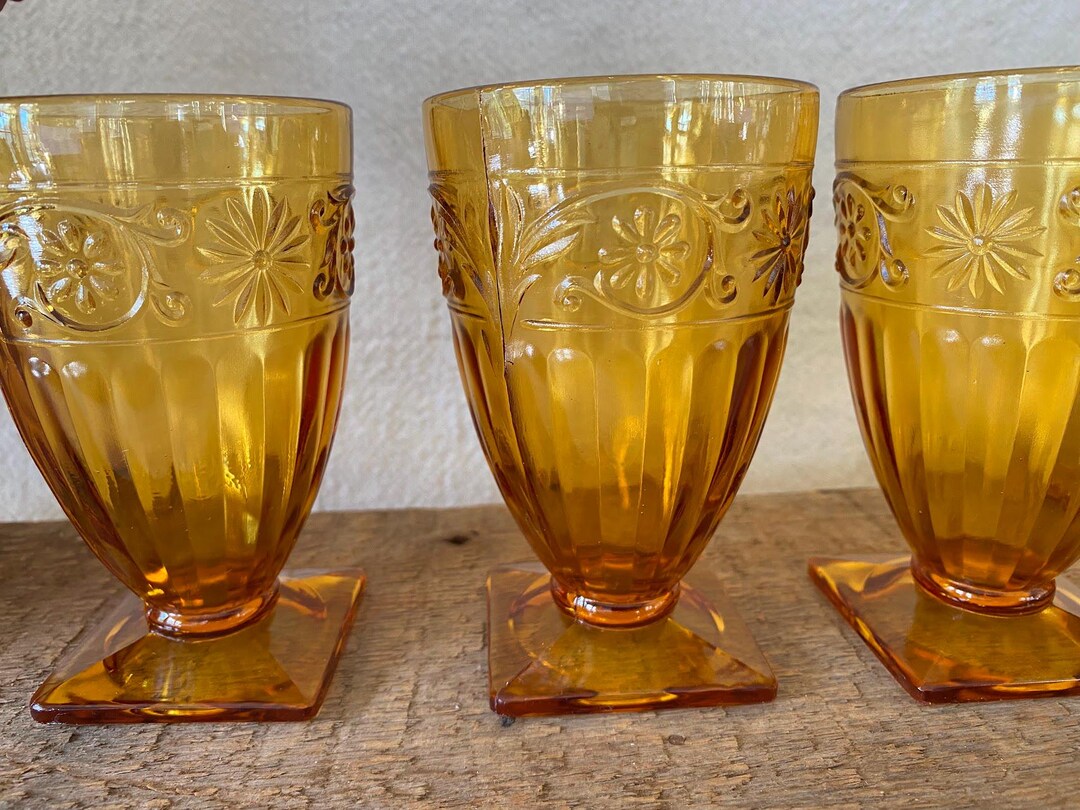 Vintage Amber Indiana Glass Daisy Pattern Wine or Juice Glasses - Etsy