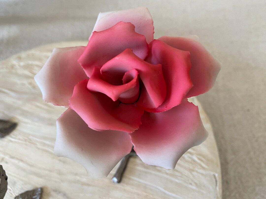 Vintage Capodimonte Pink Porcelain Rose Statuette Made in Italy - Etsy