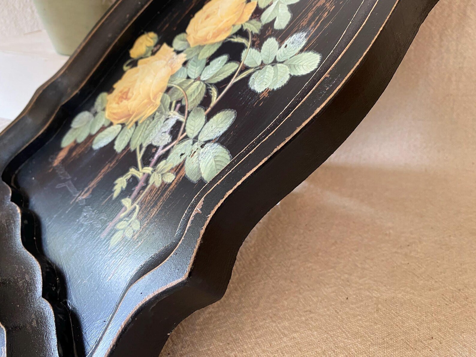 Upcycled Handpainted Vintage Decorative Trays With Rose Botanical Motif ...