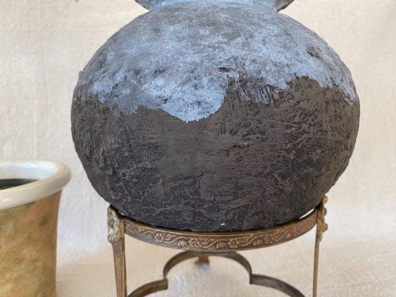 Upcycled Black Vessel & Trefoil Stand Home Decor Art - Etsy