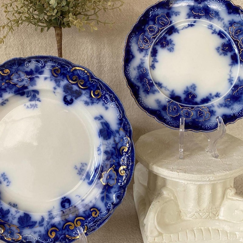 Antique Blue Plate Salad - Etsy