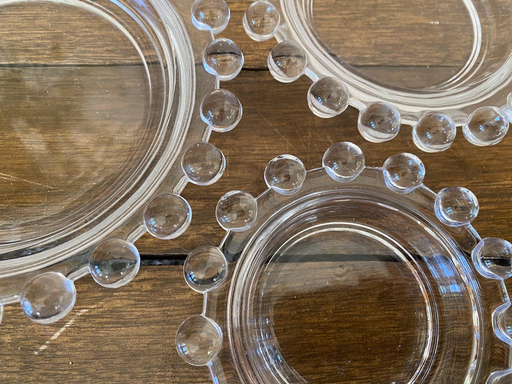 Vintage Clear Glass Candlewick Set of Nested Ashtrays or Candle Holders ...
