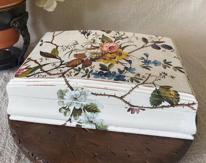 Upcycled Floral Jewelry Box With Mocha Brown Velvet Interior - Etsy