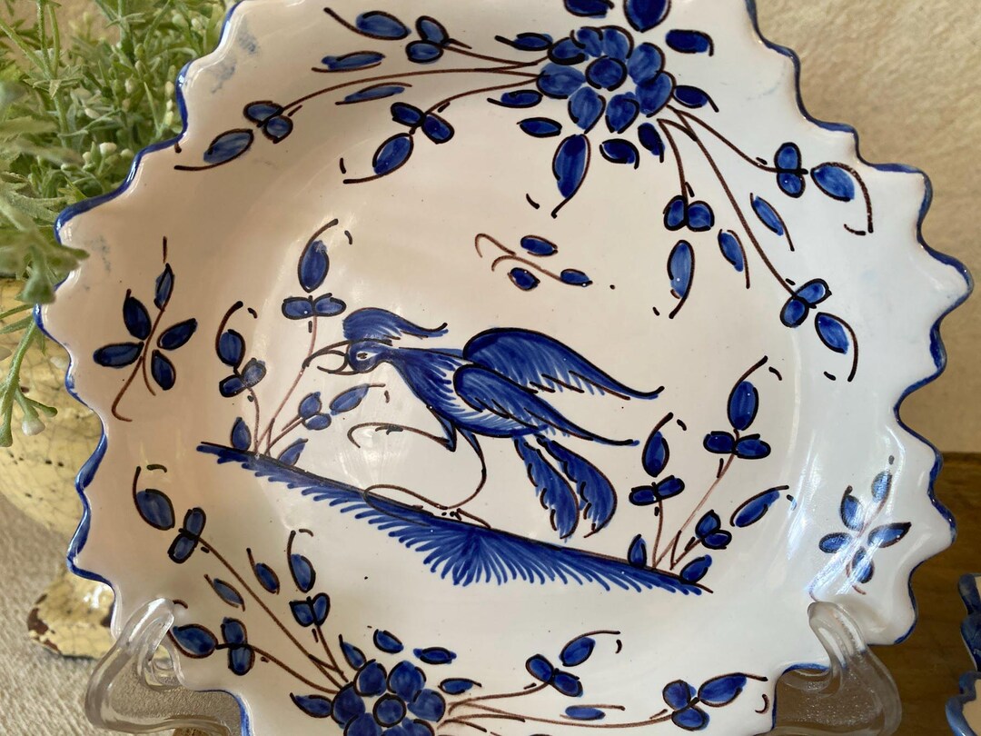 Rare Vintage Classic French Moustiers Fajence Ibis Bird Small Ceramic ...