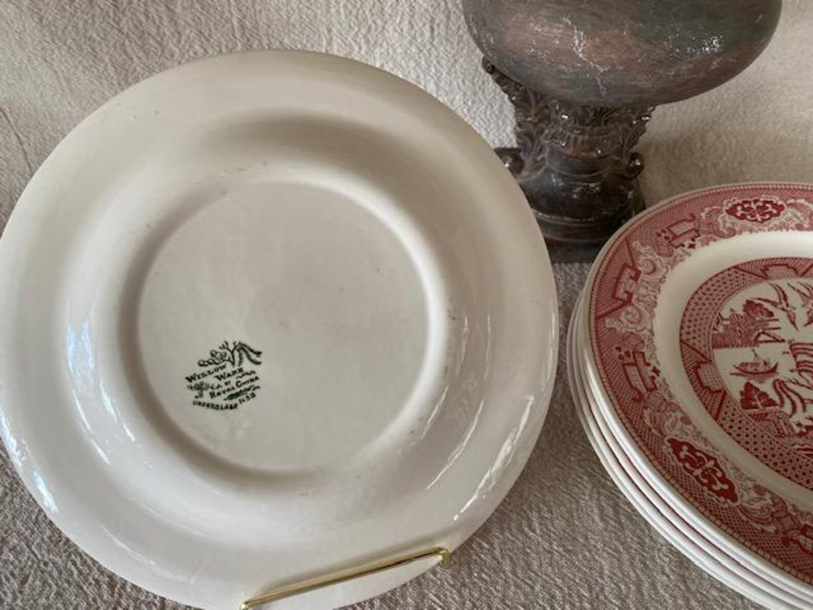 Vintage Christmas Red Willow Ware by Royal China 10" Dinner Plates for ...