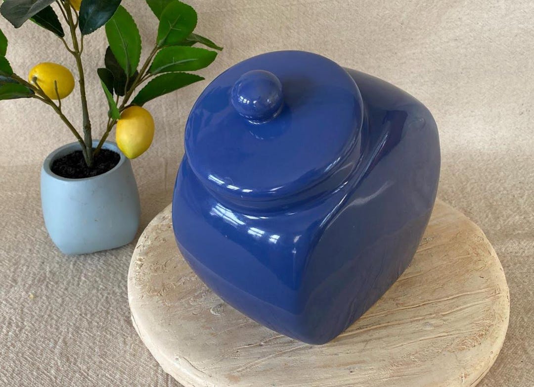 Vintage Blue Slant Style Cookie Jar - Etsy
