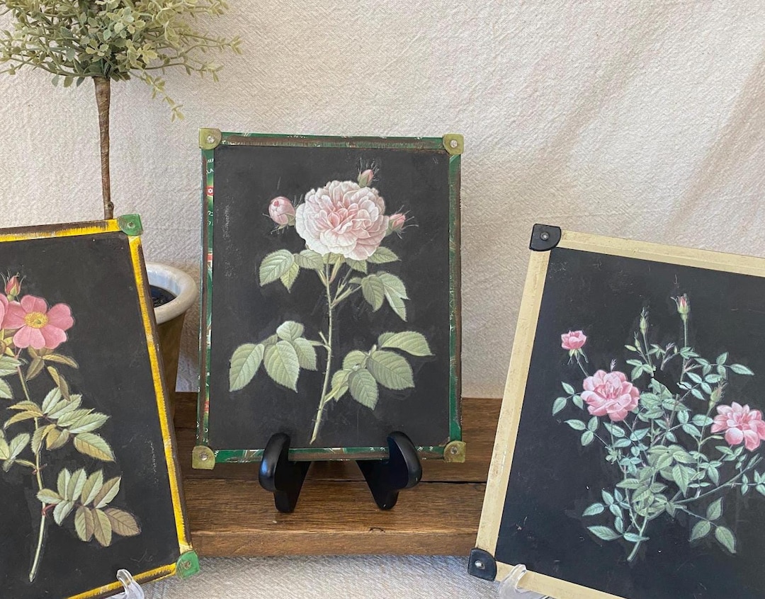 Vintage Metal-edged Press Board Signs With Rose Floral Motif - Etsy