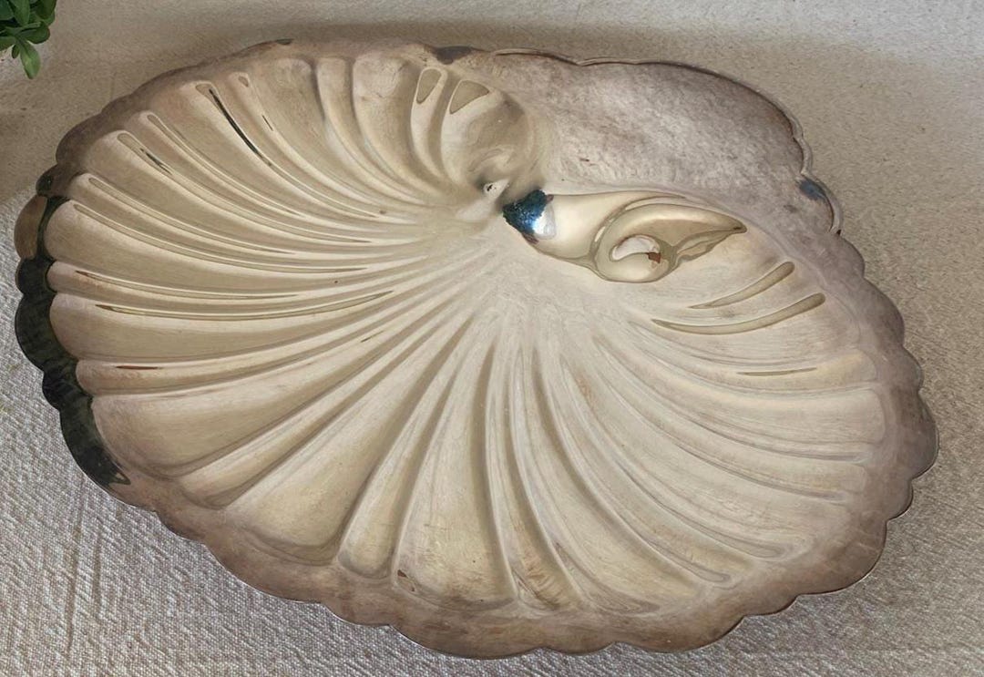 Vintage Large Silverplated Clam Shell Serving Platter - Etsy