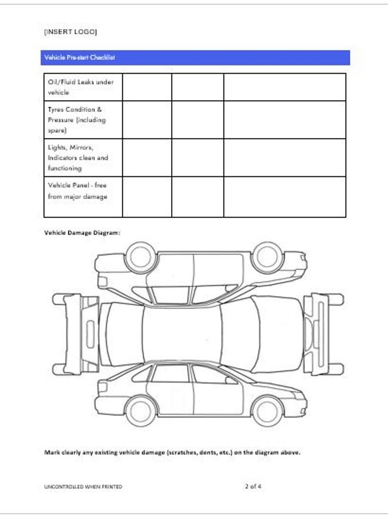 Vehicle Pre-start Checklist Template | ISO 45001 - Etsy