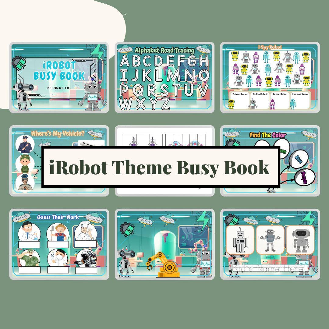Irobot Theme Busy Book Printable Editable Educational Learning for Kids ...