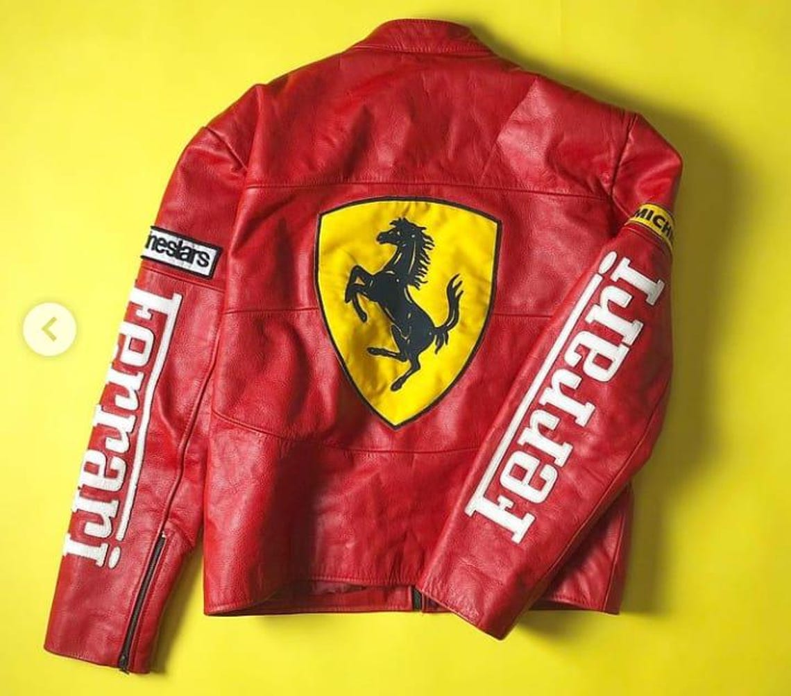 Ferrari Racing Leather Jacket Vintage RARE 2004 WORLD CHAMPION Racing ...
