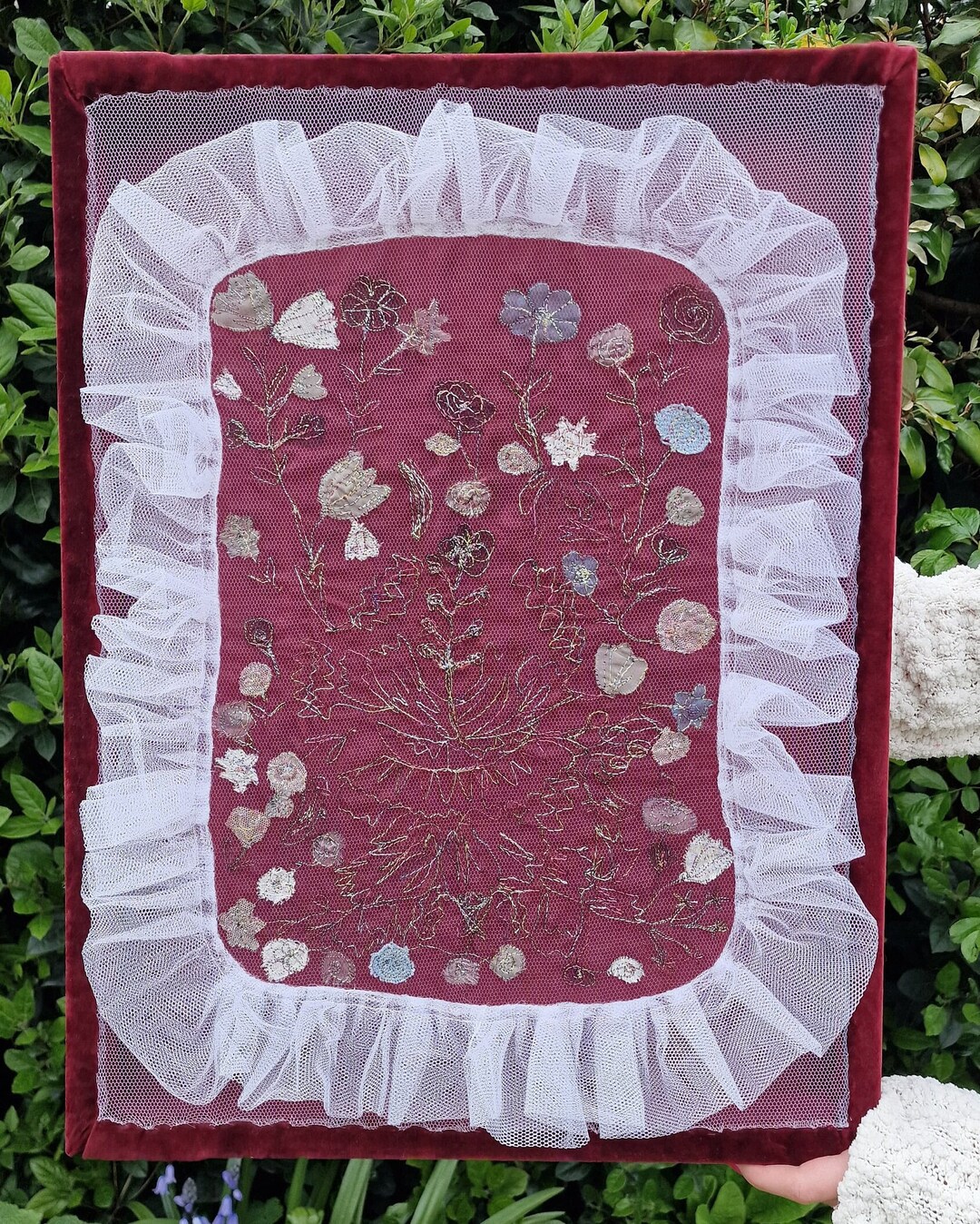Red Ruffle Embroidery Textile Art - Etsy