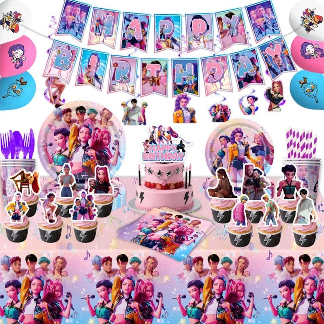 DIY Huntrix Demon Hunters Birthday Party Decor Kpop Anime Party Supplie ...
