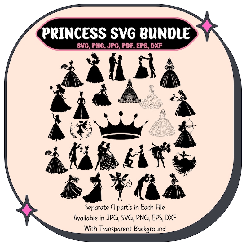Princess Svg Bundle, Princess Silhouette Svg Bundle, Princess Cut Files ...