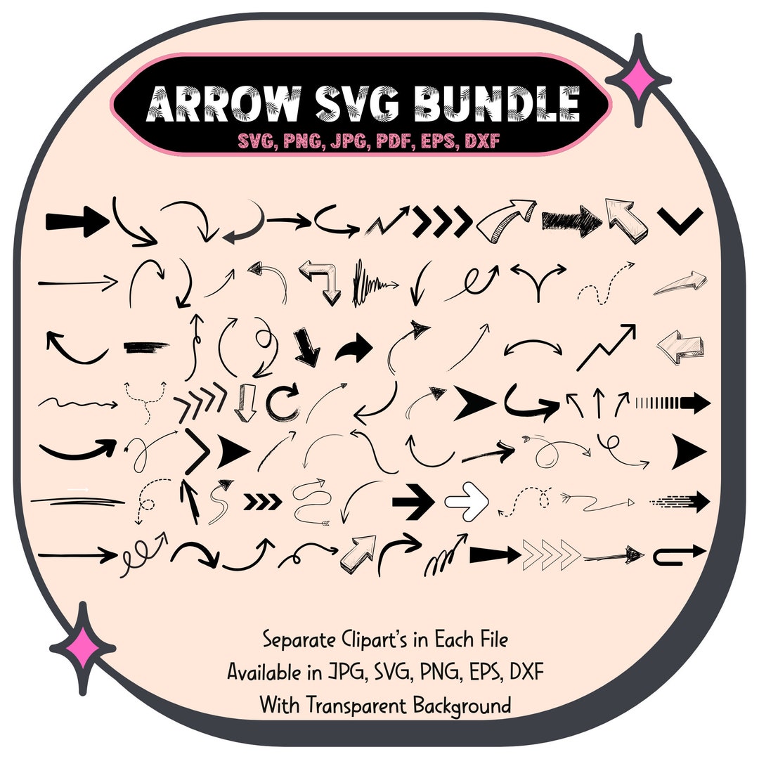 Arrow SVG Bundle Arrow Cut File Arrow Clipart Boho Tribal Arrows With Heart Valentine Love Decor ...
