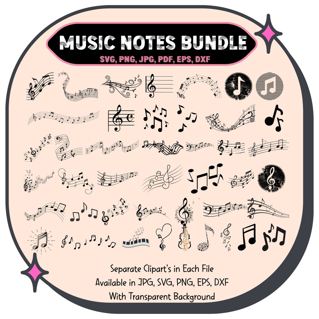 MUSIC NOTES SVG, Music Notes Bundle Svg, Music Notes Clipart , Music ...