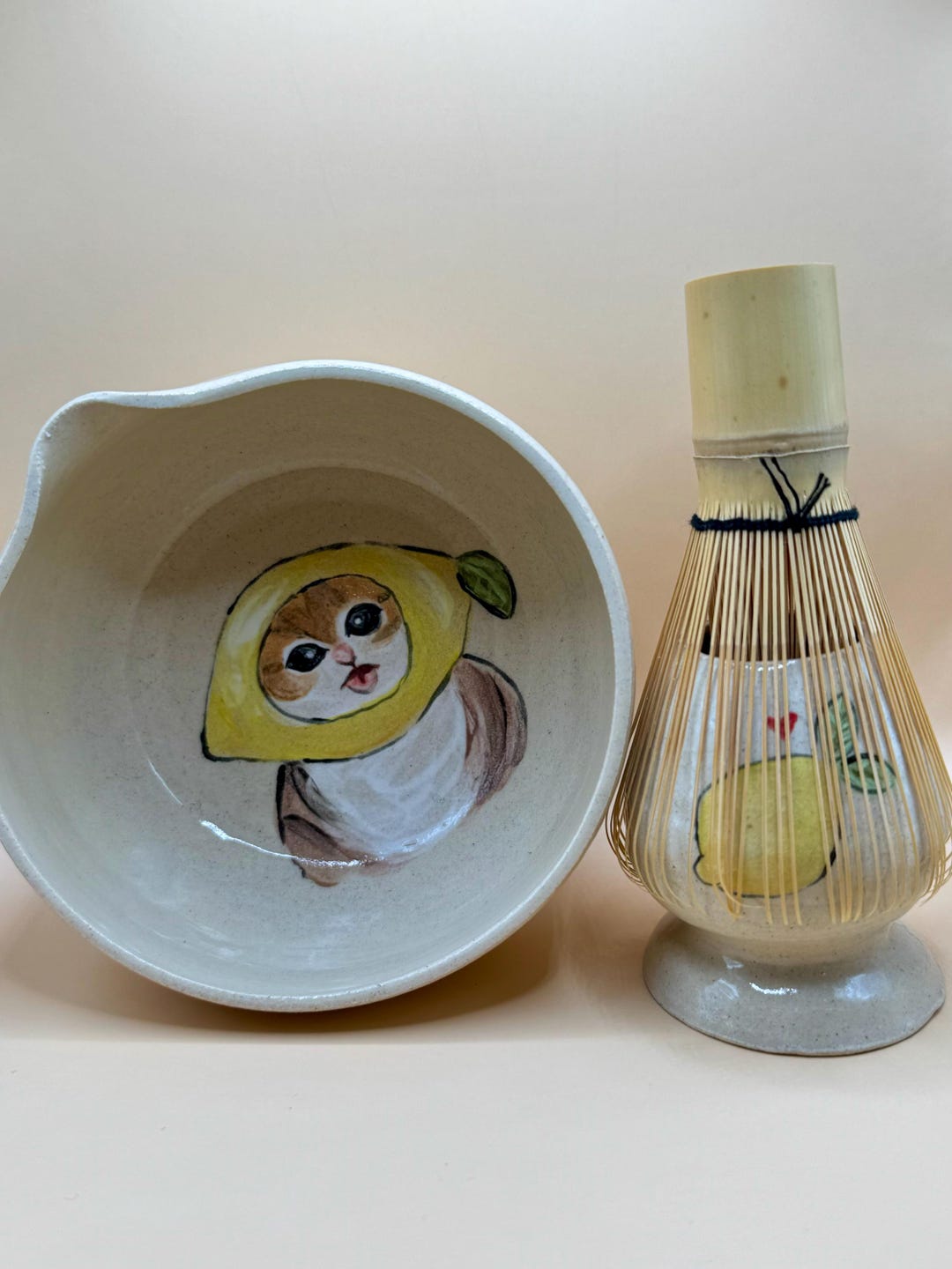 Ceramic Fruit Cats Matcha Set - Etsy