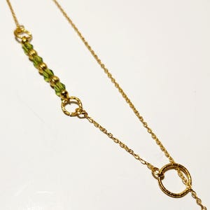 Gold Drop Chain Necklace With Green Beading - Etsy