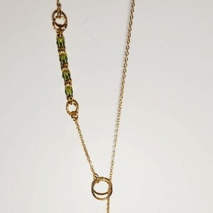 Gold Drop Chain Necklace With Green Beading - Etsy