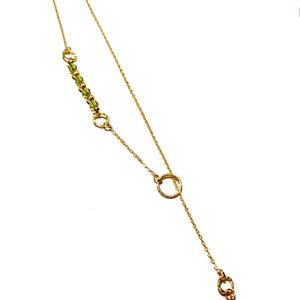 Gold Drop Chain Necklace With Green Beading - Etsy