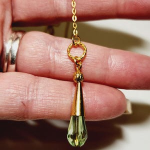 Gold Drop Chain Necklace With Green Beading - Etsy