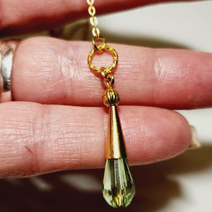 Gold Drop Chain Necklace With Green Beading - Etsy