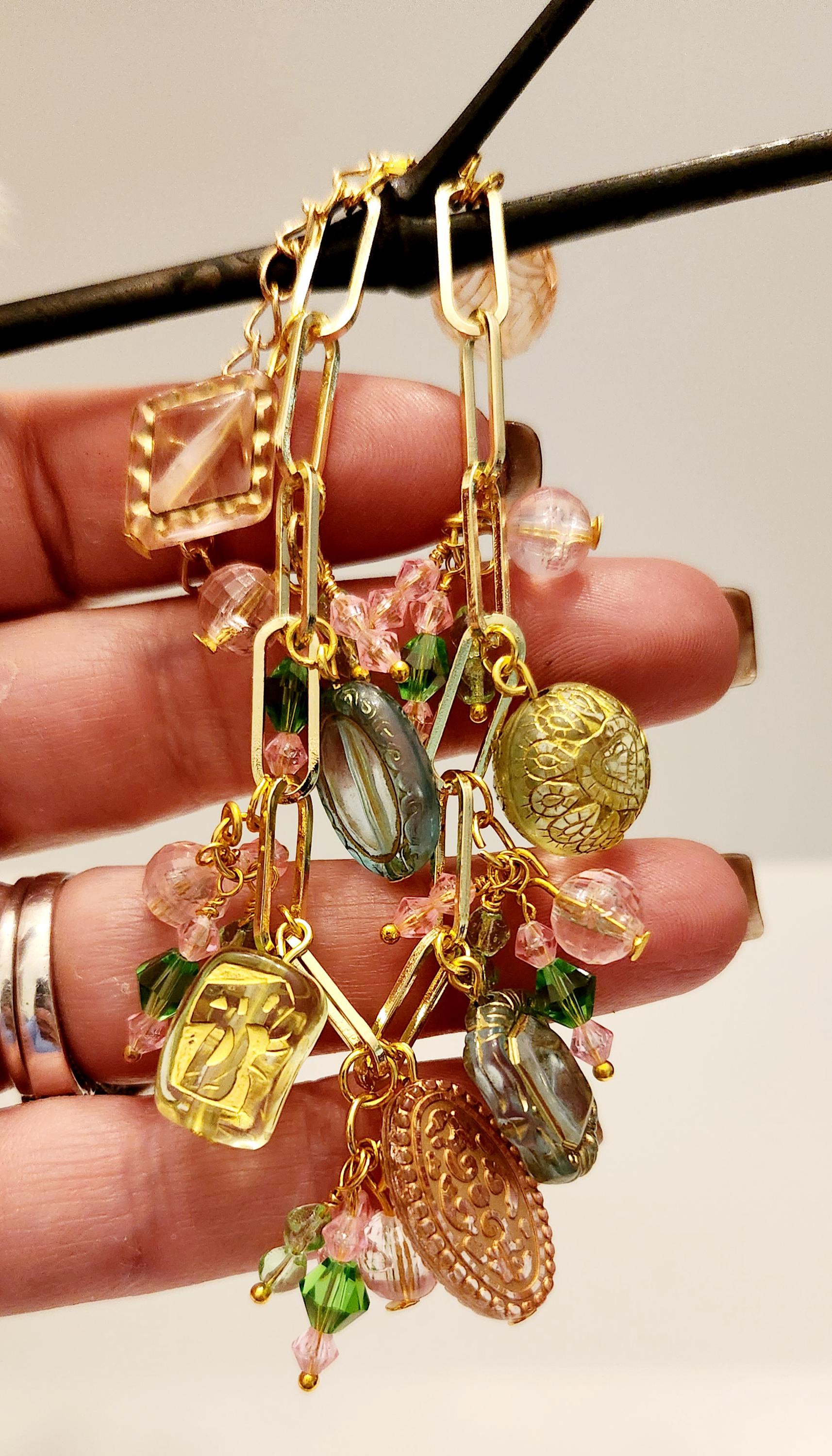 Trendy Handmade Gold Paperclip Chain Charm Bracelet - Etsy