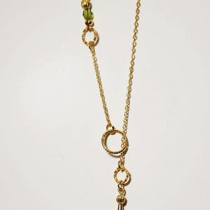 Gold Drop Chain Necklace With Green Beading - Etsy