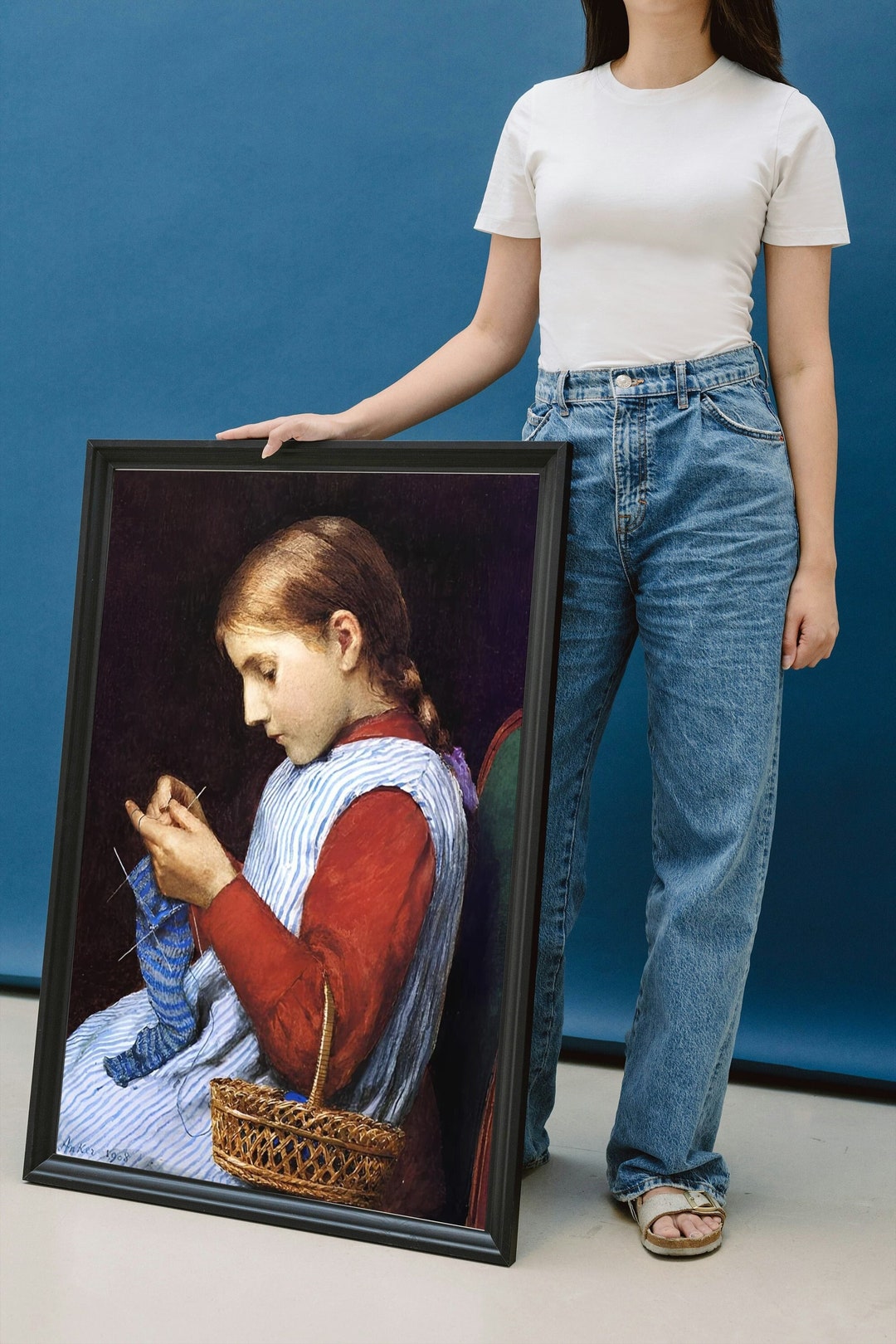 Anker - Knitting Girl - Knitting Art - Yarn Wall Art - Knitter Gift ...