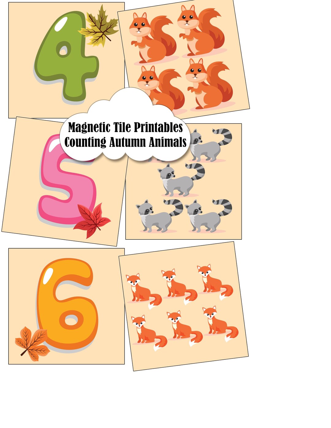 Magnetic Tile Topper Printables for Learning How to Count Set of 9 Cute ...