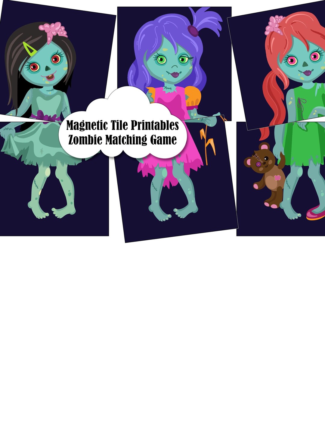 Magnetic Tile Topper Printables for Matching Heads to Tails Set of 9 ...