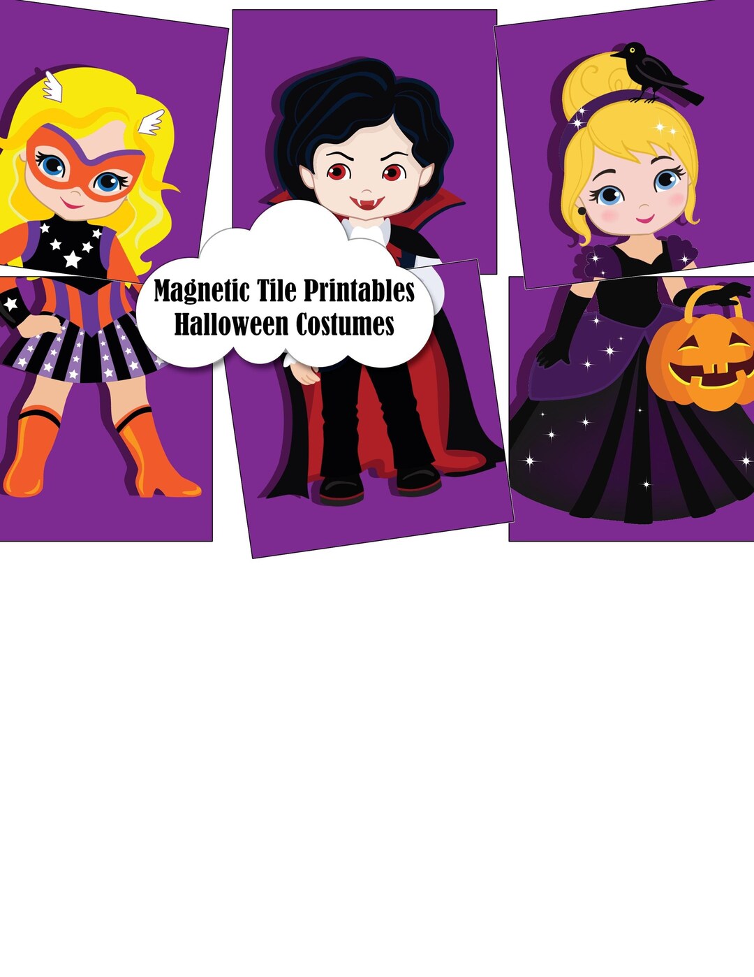 Magnetic Tile Topper Printables for Matching Heads to Tails Set of 9 ...