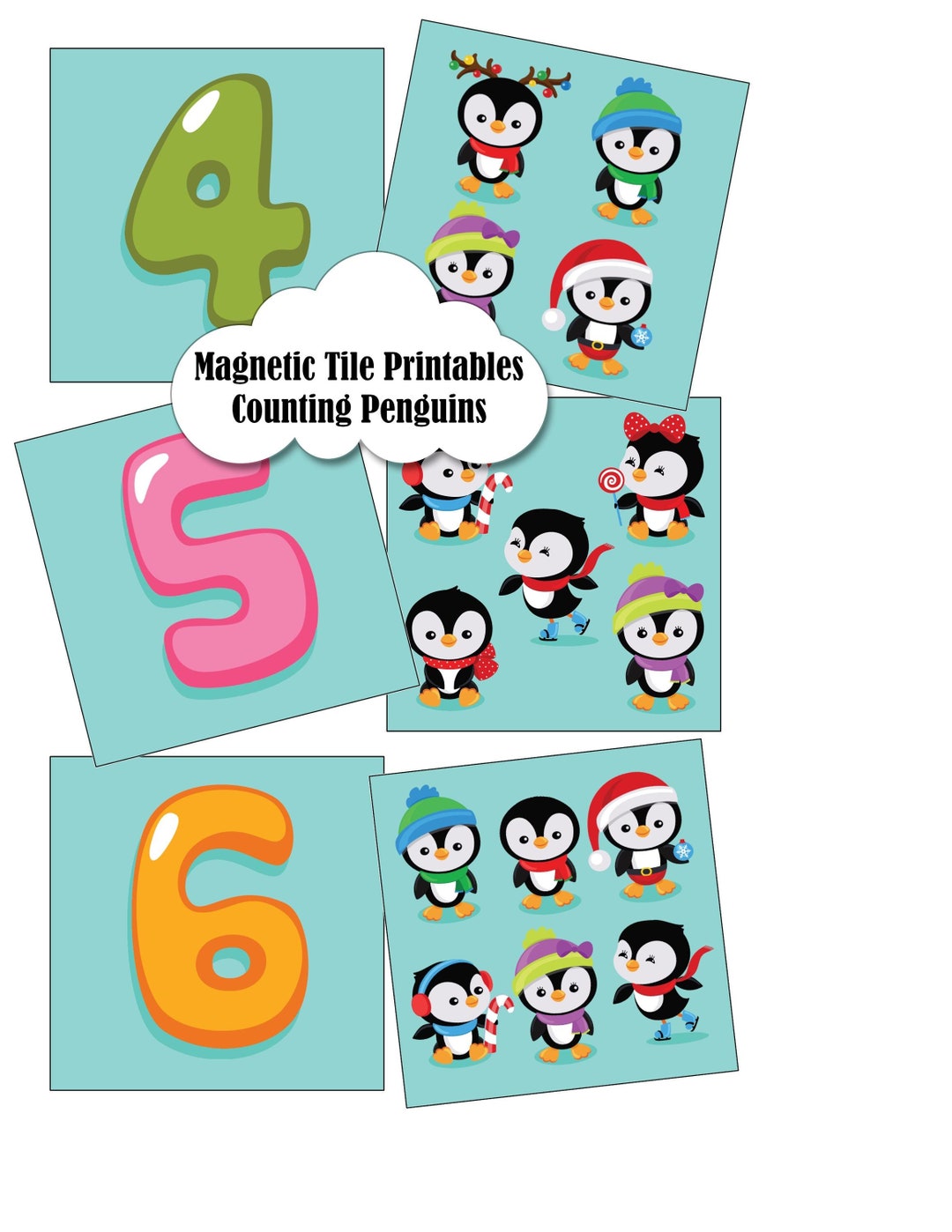 Magnetic Tile Topper Printables for Learning How to Count Set of 9 Cute ...