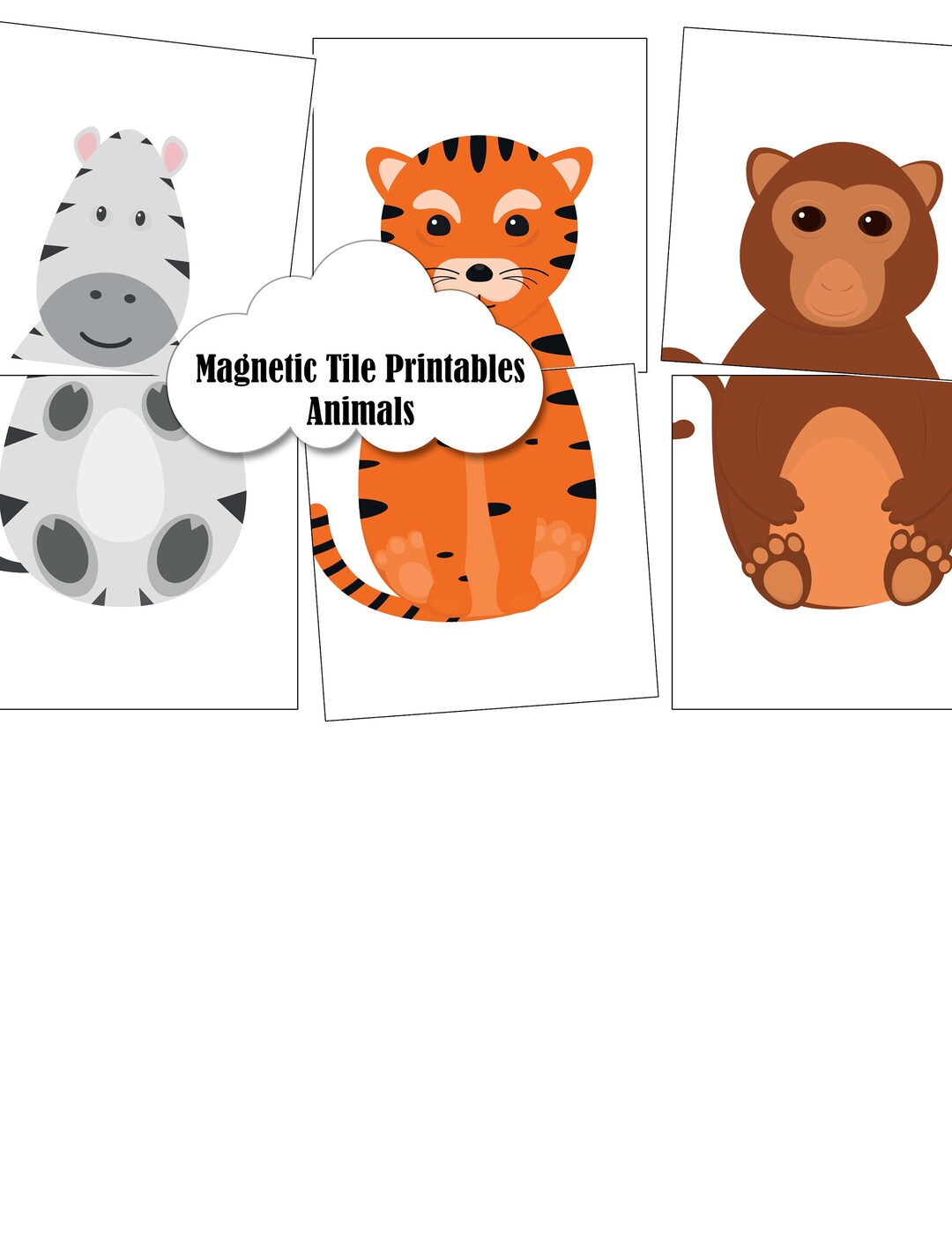 Magnetic Tile Topper Printables for Matching Heads to Tails Set of 12 ...