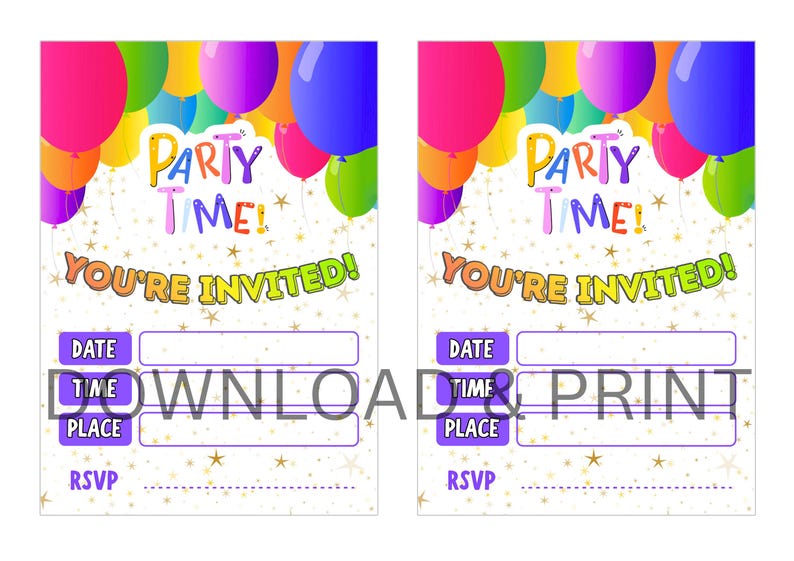 Fill in Birthday Invitation for Kids — Printable Party Invite - Etsy