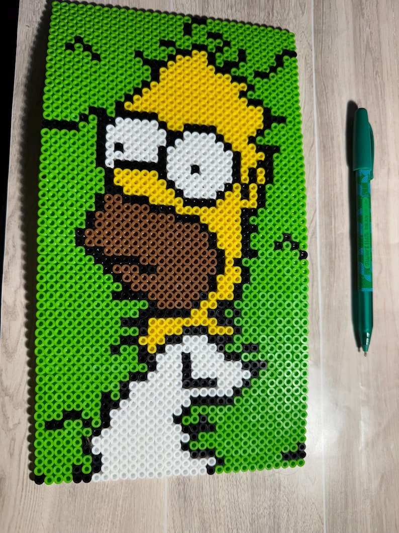 Homer Simpson “bush Meme” Perler Bead Art | Handmade Pixel Wall Decor ...
