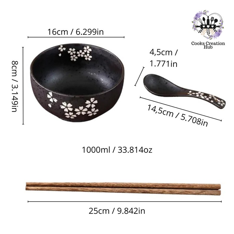 Ceramic Food Tableware Bowl, Japanese Rice Noodle Bowl With Lid Spoon ...