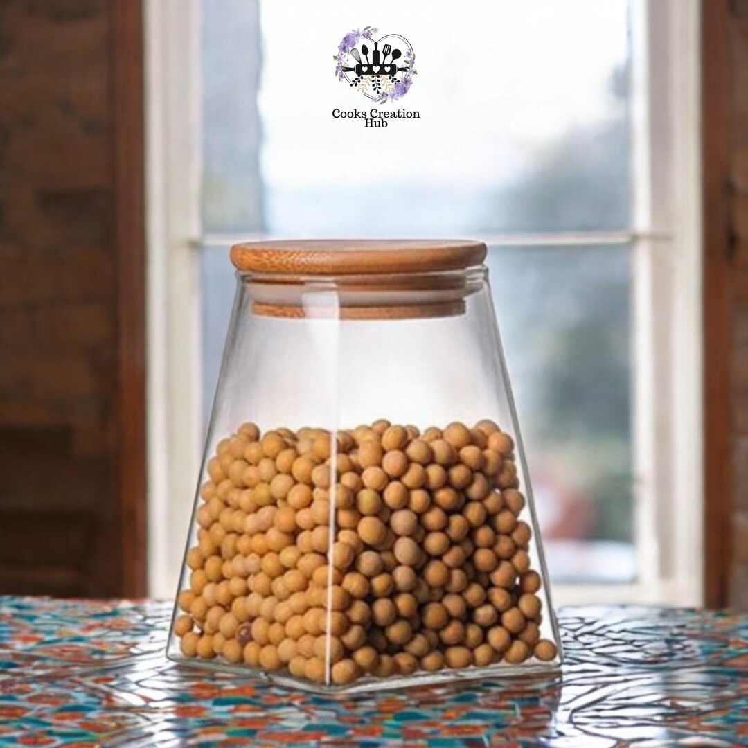 Container Kitchen Jar, Glass Sealed Jar With Wood Lid, Glass Container ...