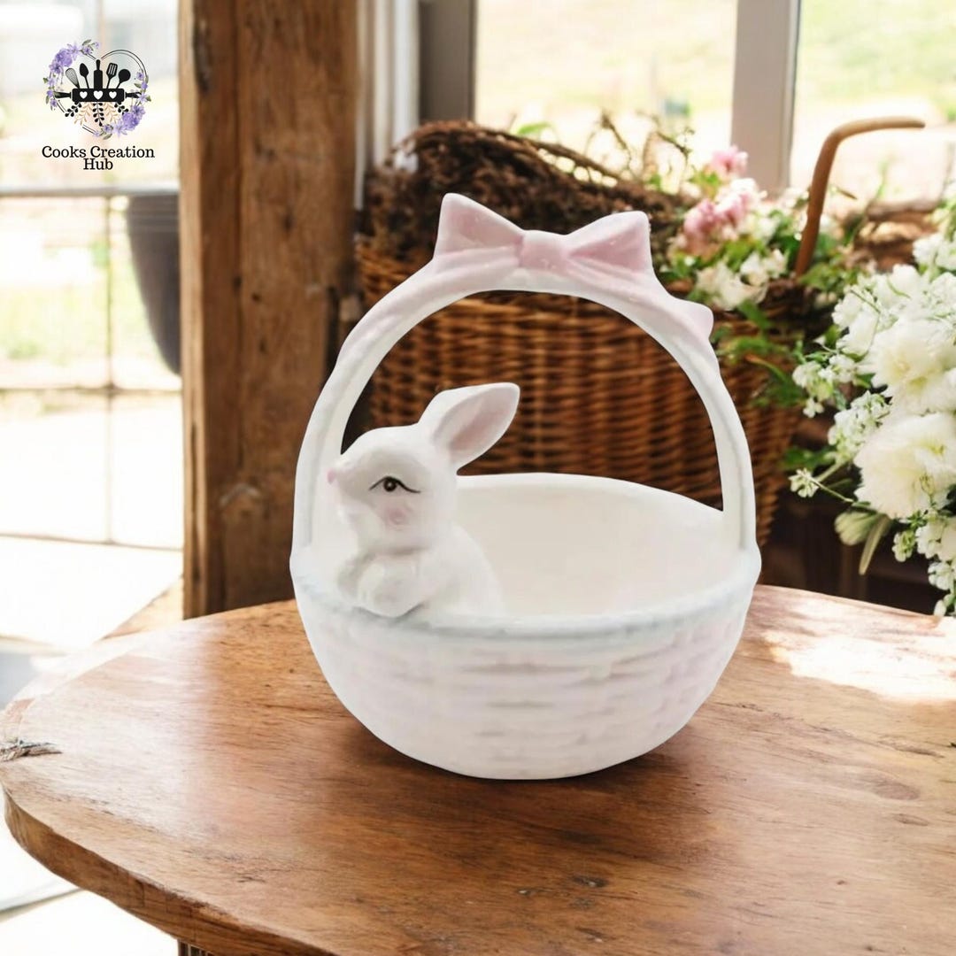 Easter Bunny Bowl, Ceramic Candy Bowl, Round Shape, Artistic Snacks ...