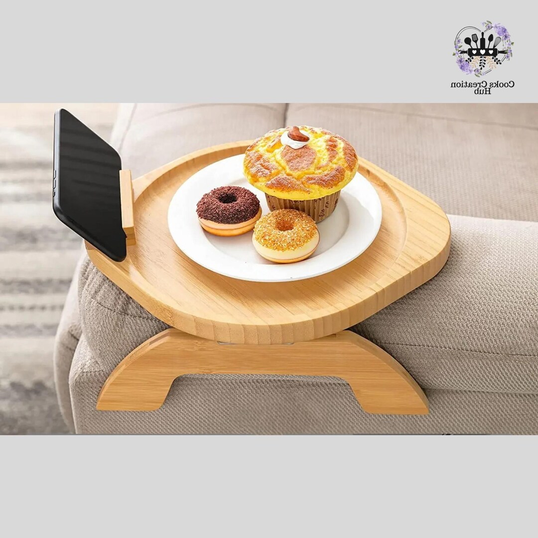 Wood Sofa Armrest Table, Coffee Plate, Folding Sofa Tray, Clip-on Tray ...