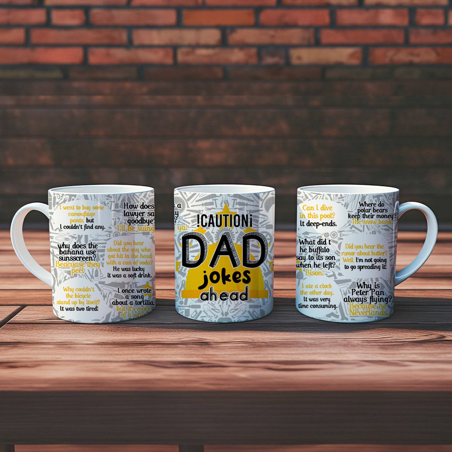Caution Dad Jokes Ahead Funny Mug Design, 11oz and 15oz Mug Sublimation ...