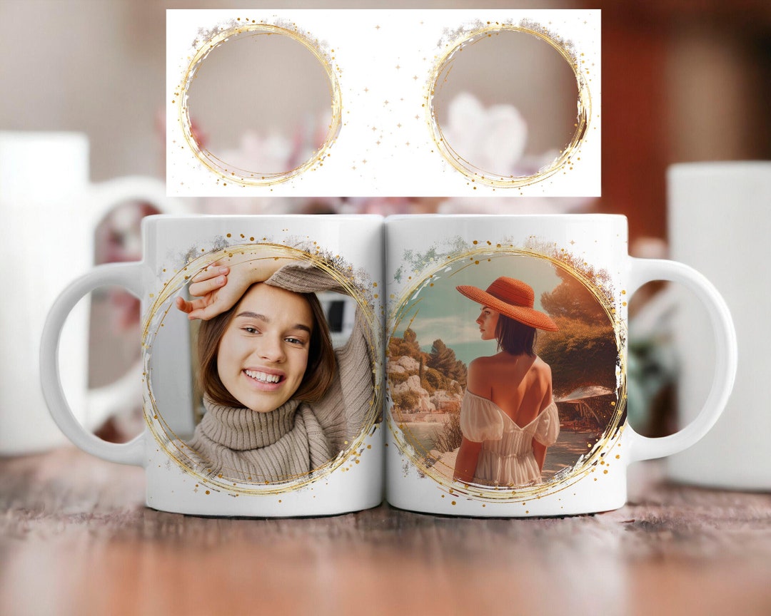 2 Photo Mug Sublimation Design Picture Mug Template Png Photo Collage ...