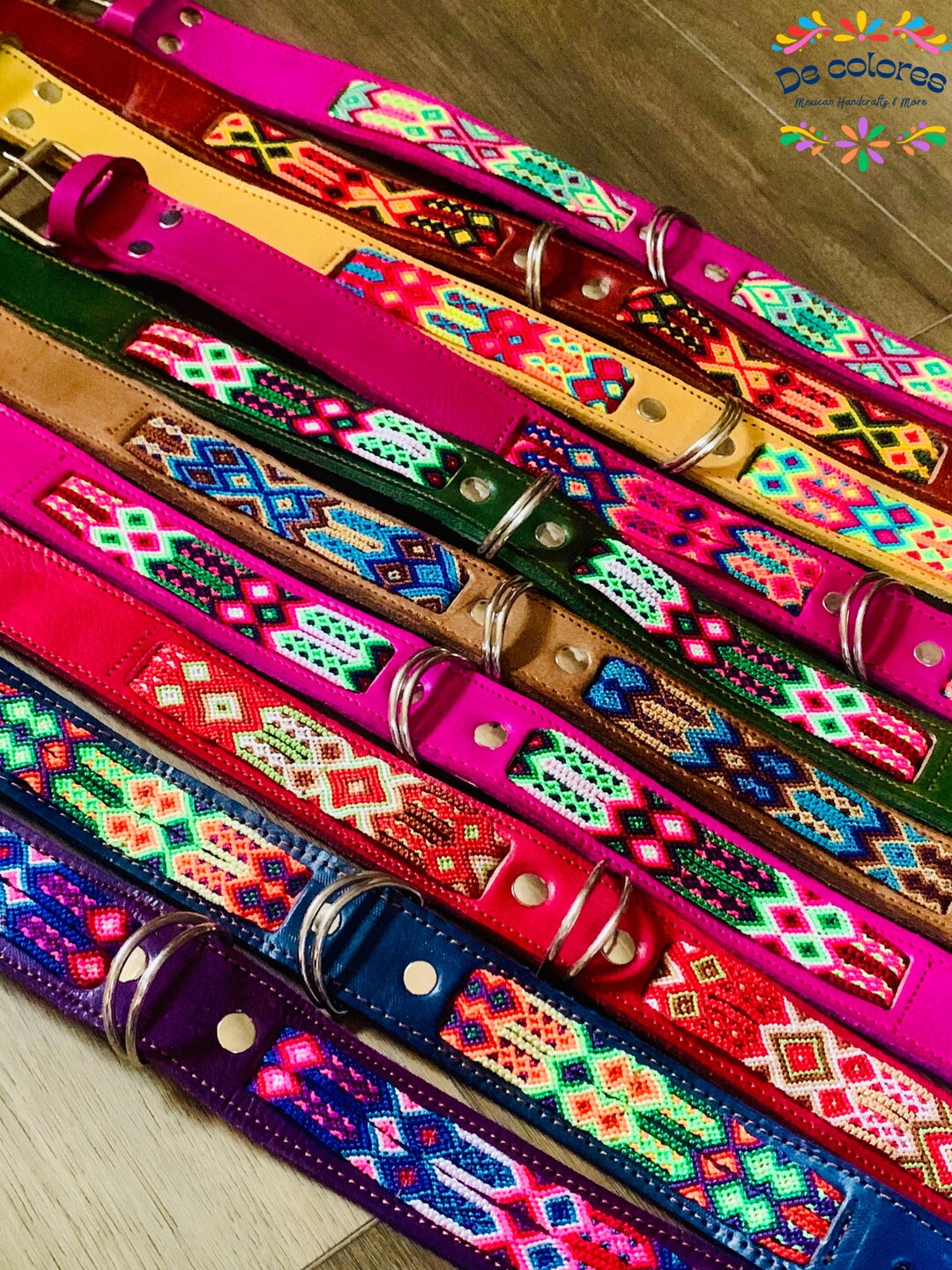 Leather With Mexican Weaving Dog Collar - Medium & Small - Etsy