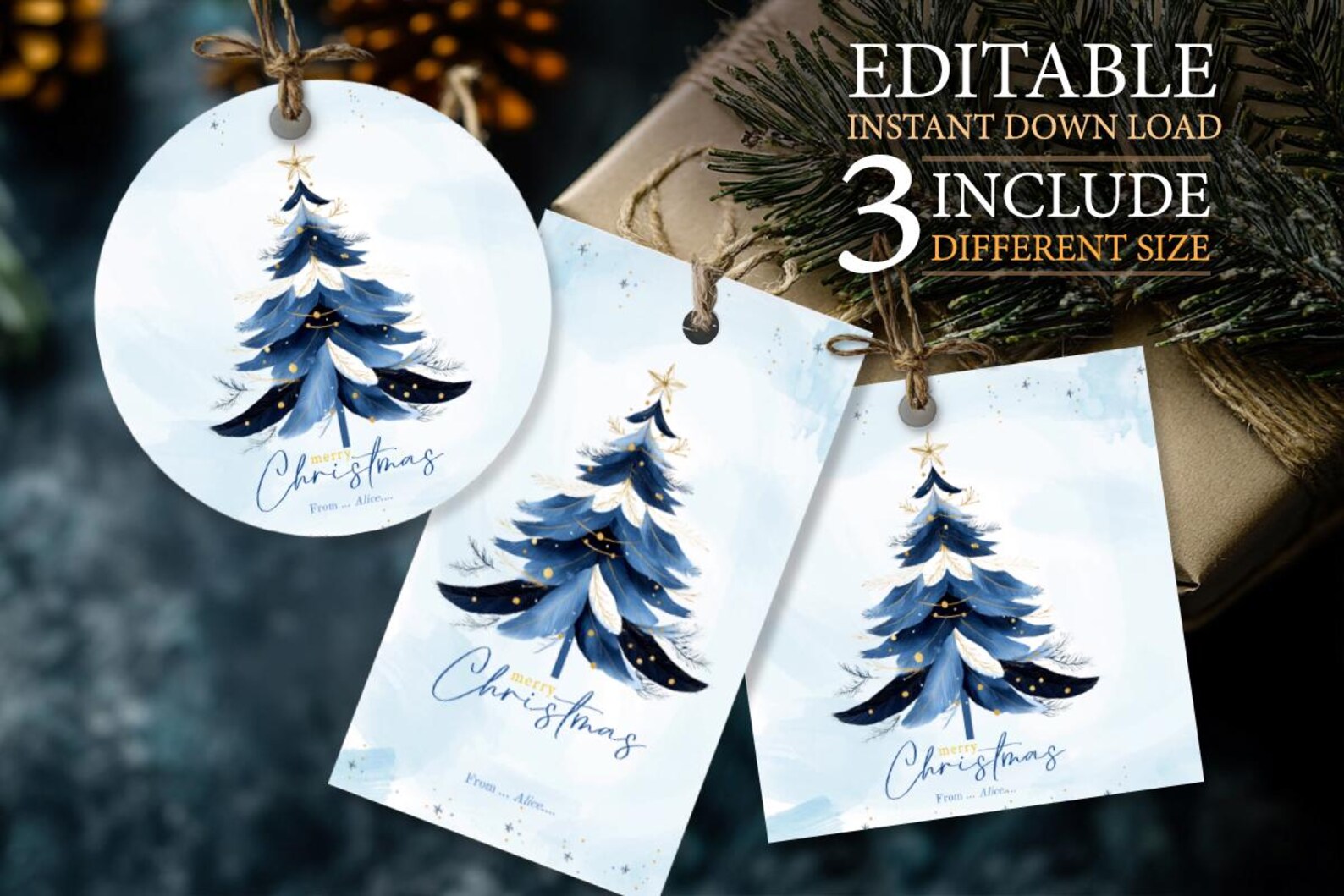 Christmas Gift Tags, Gift Tags, Editable Tags, Happy New Year Tags ...