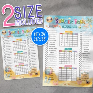 Editable Summer Calendar Poster Printables Summer Fun Bucket List ...
