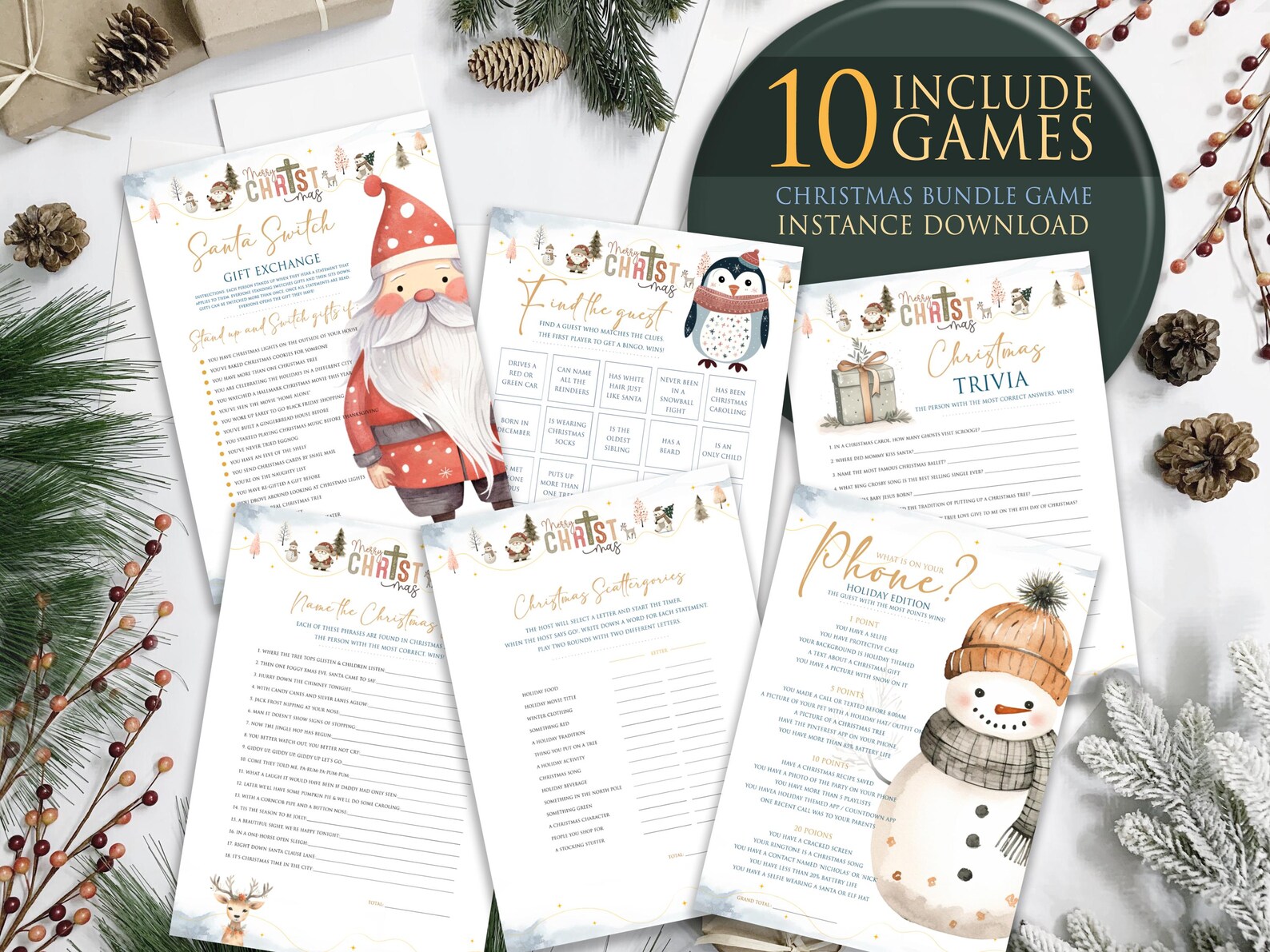 Printable Christmas Games Bundle ,10 Fun Holiday Games, Christmas Games ...