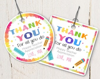 Editable Teacher Appreciation Week Gift Tags Thank You Teacher Gift Tag ...