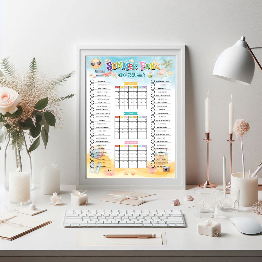 Editable Summer Calendar Poster Printables Summer Fun Bucket List ...