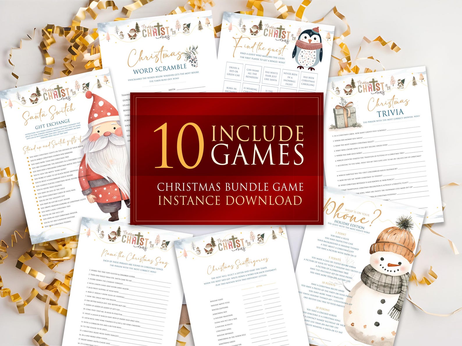 Printable Christmas Games Bundle ,10 Fun Holiday Games, Christmas Games ...