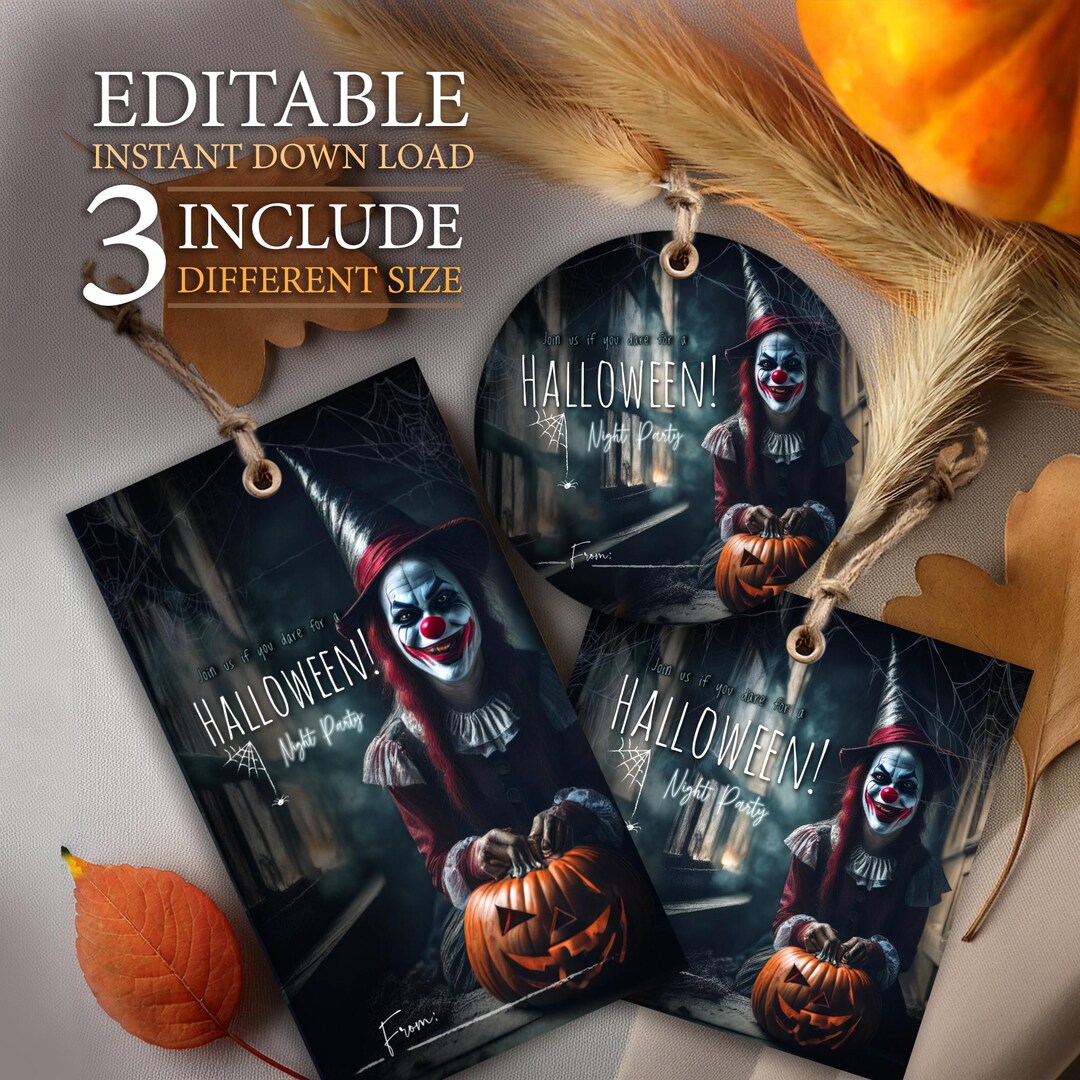 Editable Halloween Tags, Label, Sticker, Halloween Digital Download ...